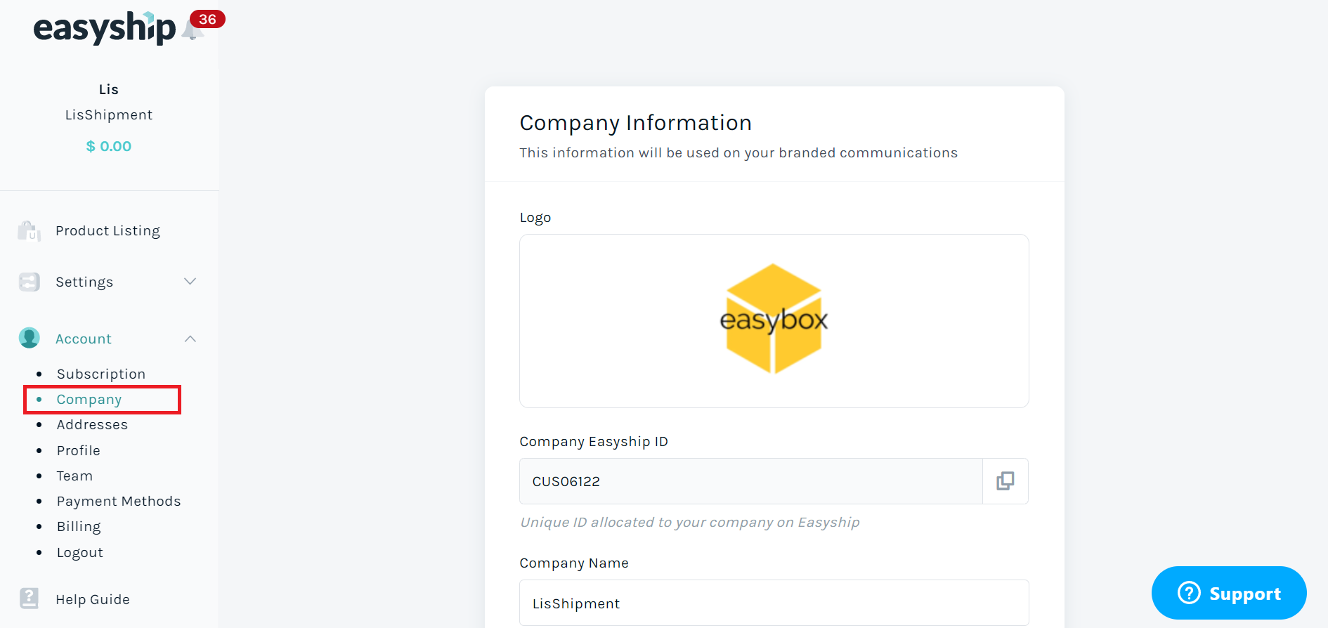 How to Edit Company Information – Easyship