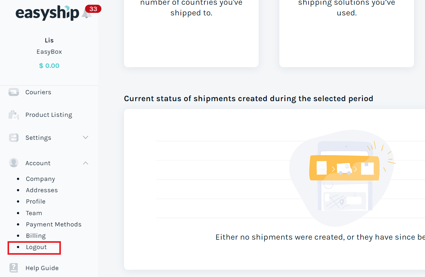 How to Log Out of Easyship – Easyship