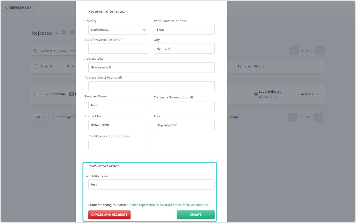 Manage Rejected Shipments – Easyship