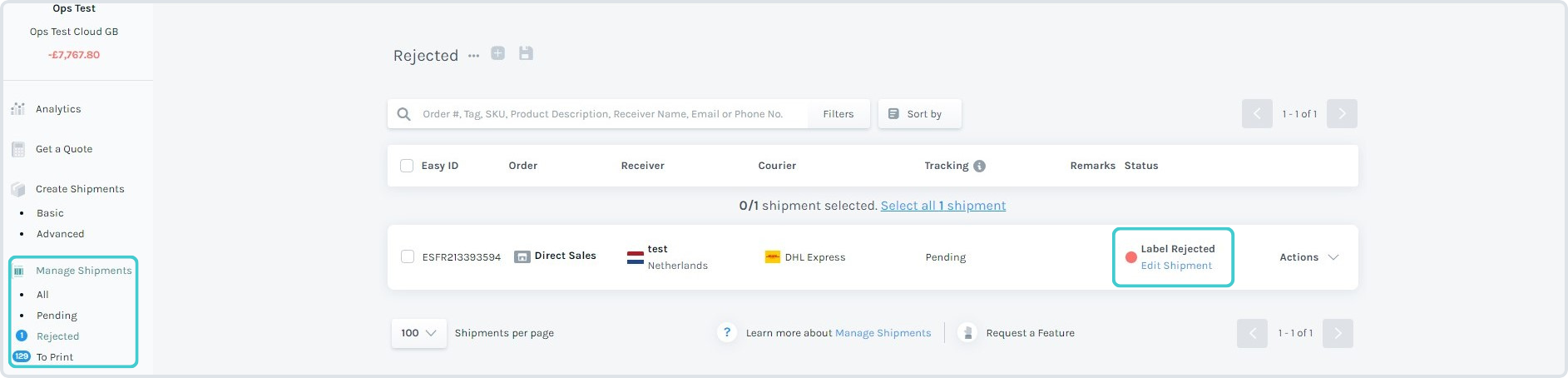 Manage Rejected Shipments – Easyship